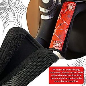 Spider Seat Belt Cover for Kids, Seat Belt Pad for Boys, Car Seat Straps Shoulder Pads for Kids, Kid's Seat Belt Cushion, Shoulder Strap Pad, 1 Piece（RED)