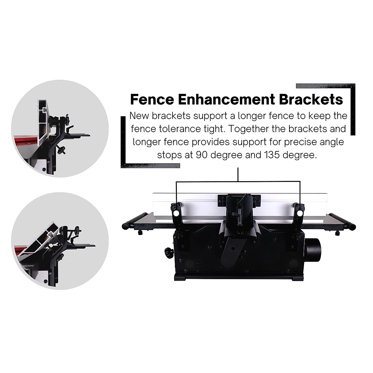 Cutech 40180HI 8-Inch Spiral Cutterhead Benchtop Jointer with Cast Iron Tables, 16 Tungsten Carbide Inserts, Extra Long 24" Fence and Additional Fence Brackets
