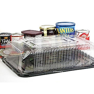 KitchenDance D & W Fine Pack Plastic Cake Display Carrier with Low Dome - 1/4 Sheet Plastic Cake Carrier, Perfect for Storage and Displaying Food - G83, 10 Count