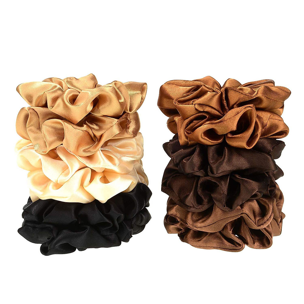 BBTO 12 Pieces 4.3 Inch Satin Hair Scrunchies for Women Elastic Bobbles Scrunchies Hair Ties for Adults, Big Scrunchy Ponytail Holder with Elastic Bands Thick Thin Curly 6 Colors