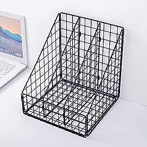 JIARI Desktop Office Bookends Document Files Holder Magazine File Holder Foldable 3-Slot Metal Organizer Holder Book Organizer (Black)