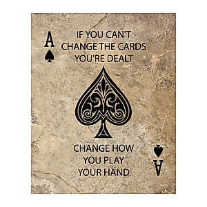 Can't Change Hand - Motivational Wall Art Print, Inspiring Playing Card Picture Print, Motivational Wall Decor for Living Room Decor, Home Decor, Office, Great Gift For Loved Ones, Unframed 8 x10