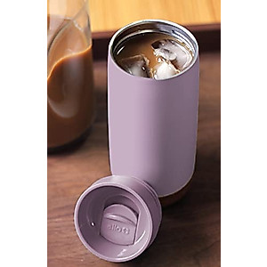Ello Cole 16oz Vacuum Insulated Travel Coffee Mug with Leak-Proof Slider Lid and Built-in Coaster, Keeps Hot for 5 Hours, Perfect for Coffee or Tea, BPA-Free Tumbler, Mauve