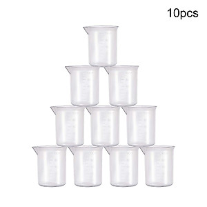 Othmro 10Pcs 100ml Plastic Graduated Cups Measuring Cups PP Plastic Graduated Beaker Clear Scale Cups Liquid Measuring Mixing Cups Graduated Plastic Measuring Cups for Lab Kitchen Liquids Transparent