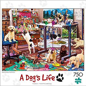 Buffalo Games - Steve Read - Painting Puppies - 750 Piece Jigsaw Puzzle for Adults Challenging Puzzle Perfect for Game Nights - Finished Puzzle Size is 24.00 x 18.00