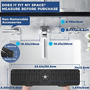 24" Kitchen Sink Faucet Splash Guard Plus Size Silicone Sink Faucet Drying Mat Faucet Handle Drip Catcher Tray Dish Sponge Holder Kitchen Sink Accessories Protector Home Organization Gadgets Organizer