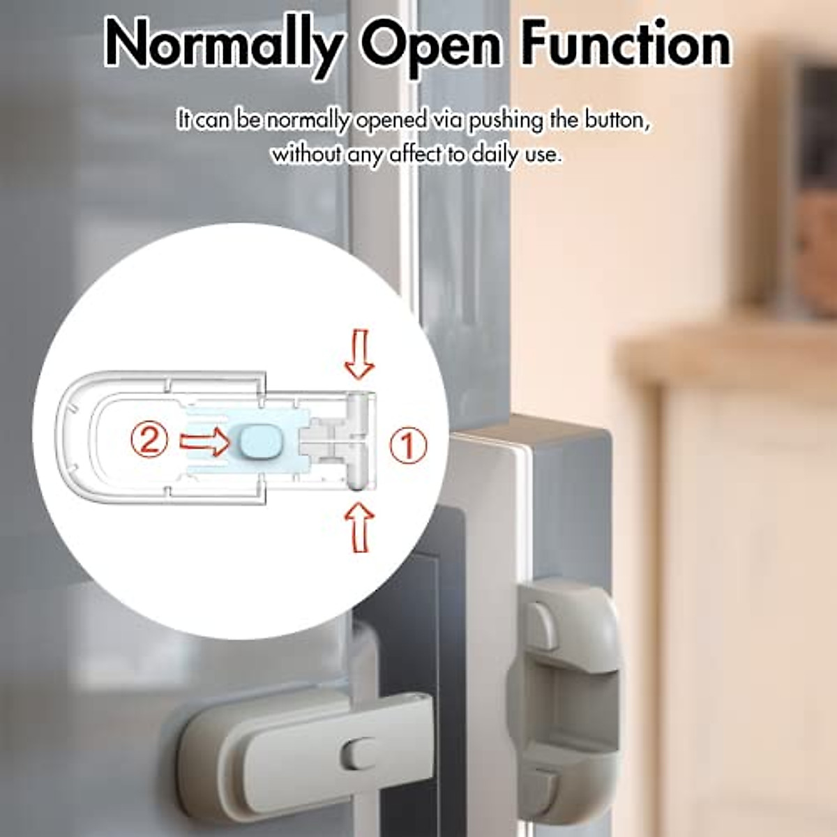 Refrigerator Lock, Ideal for Child Proof Fridge Lock and Freezer Door Lock, Easy to Install and Use Fridge Locks for Kids no Tools Need or Drill