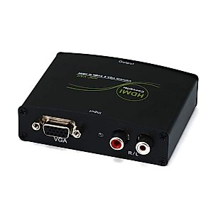 Monoprice 104629 VGA and R/L Stereo Audio to HDMI Converter with DC Adapter, Black