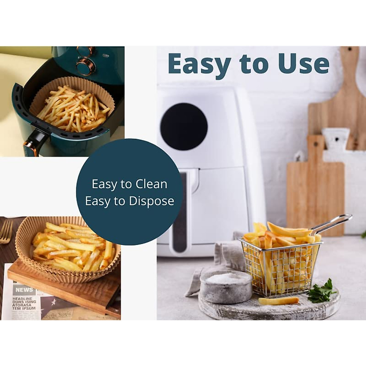 100 PCS Air Fryer Disposable Paper Liner - (6.3 inch) Non-Stick, Oil Proof, Water Proof, Food Grade Parchment - Small or Large Round Liners Basket, Yellow (Line-6.3)