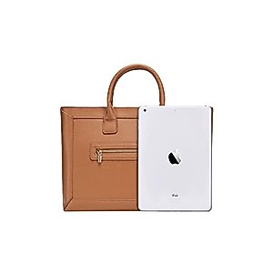 Daisy Rose Tote Shoulder Bag with Front Zipper - PU Vegan Leather - BROWN