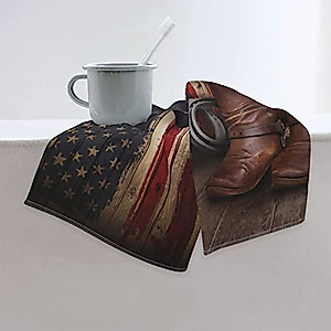 Ohiokwei American Western Cowboy Pattern Hand Towels,Ultra Soft Highly Absorbent Bathroom Towel Kitchen Dish Guest Towel for Bathroom, Hotel, Gym and Spa(27.5" x 15.7")