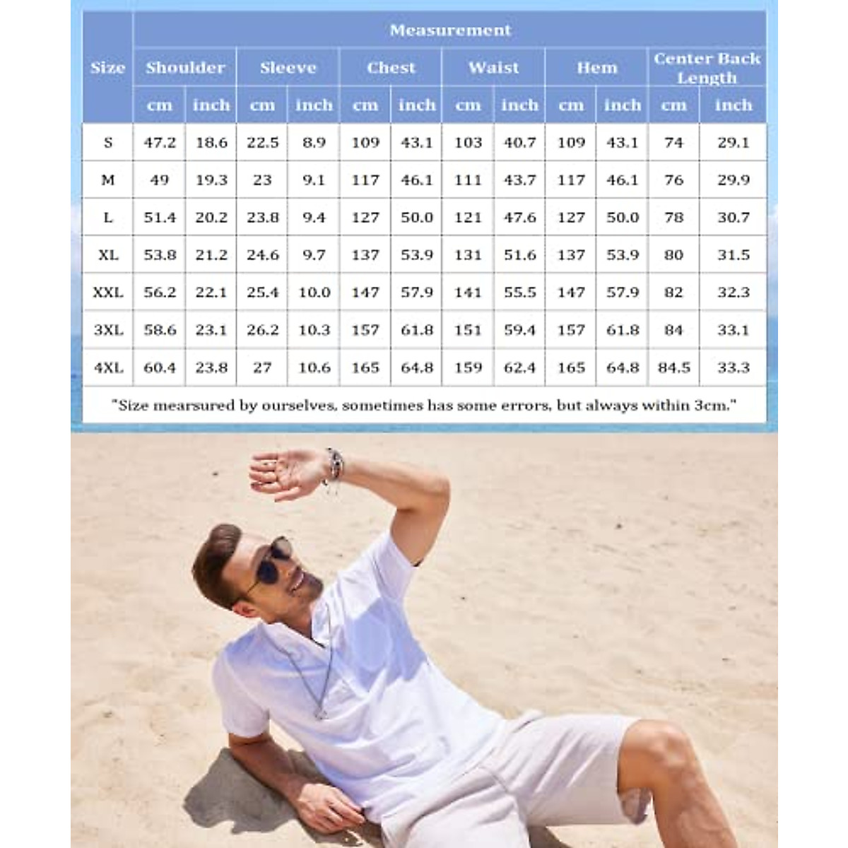 COOFANDY Mens Cotton Linen Henley Hippie Casual Beach T Shirt with Pocket, 01-White, X-Large, Short Sleeve