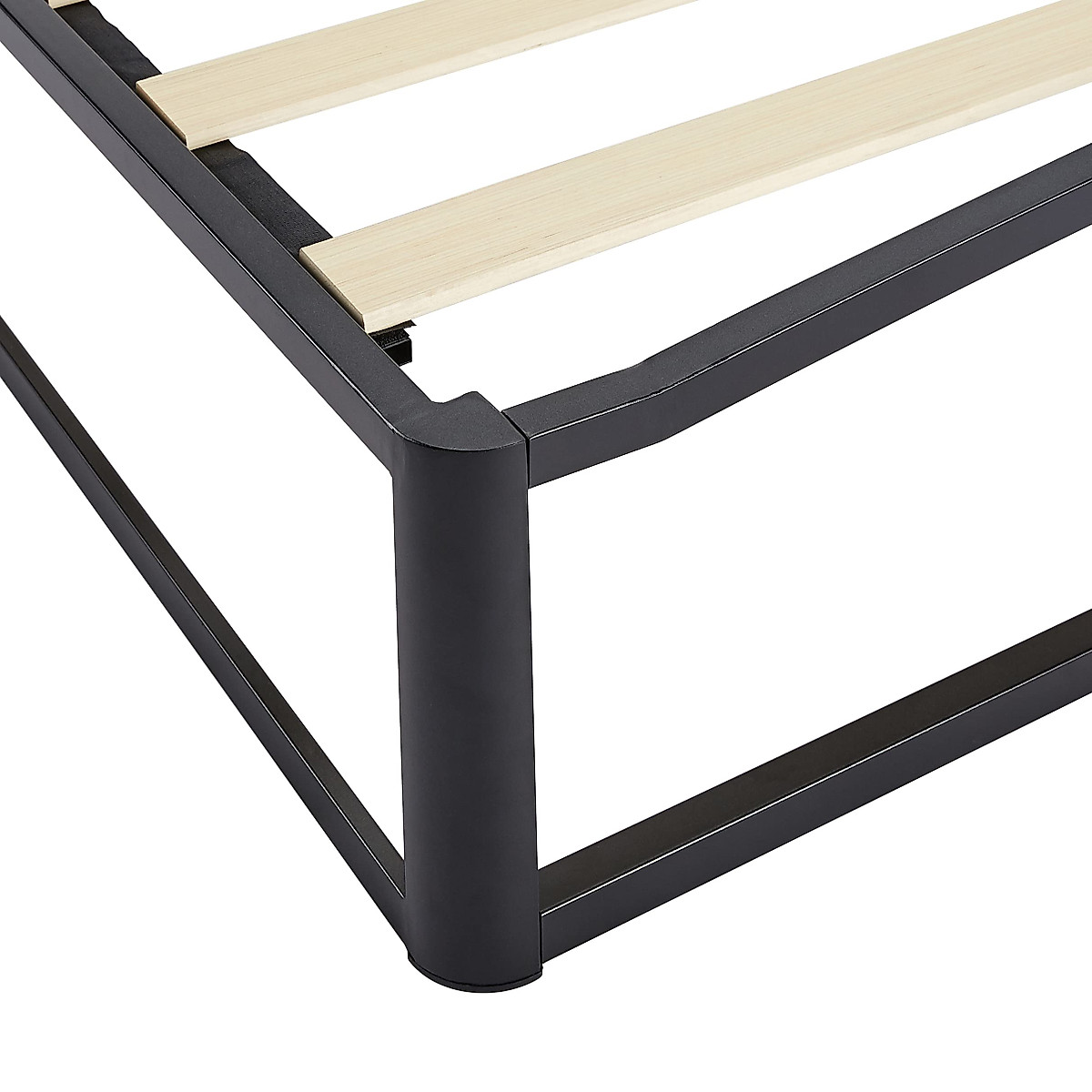 Amazon Basics Metal Platform Bed Frame with Wood Slat Support, 10 Inches High, Twin, Black