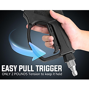YAMATIC Short Pressure Washer Gun Stainless Steel with Swivel 3/8" Plug, 5000 PSI Power Washer Trigger Handle Replacement for MTM SGS35, SGS28, SG35, SG28 and More Stubby Foam Cannon Gun Car Wash