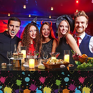 Glow Party Table Covers Neon Party Tablecloths 108 x 54 Inch Glow Party Tablecloths Disposable Plastic Neon Glow Table Cloth for Neon Birthday Party Black Light Party Supplies (3 Pieces)