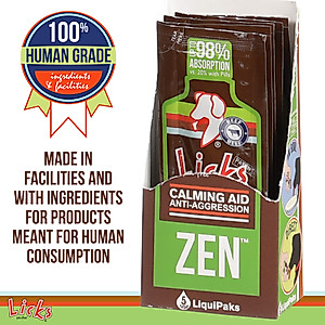 Licks Pill Free Zen Dog Calming - Calming Aid Supplements for Aggressive Behavior and Nervousness - Calming Dog Treats for Stress Relief & Dog Health - Gel Packets - Braised Beef Flavor, 5 Use