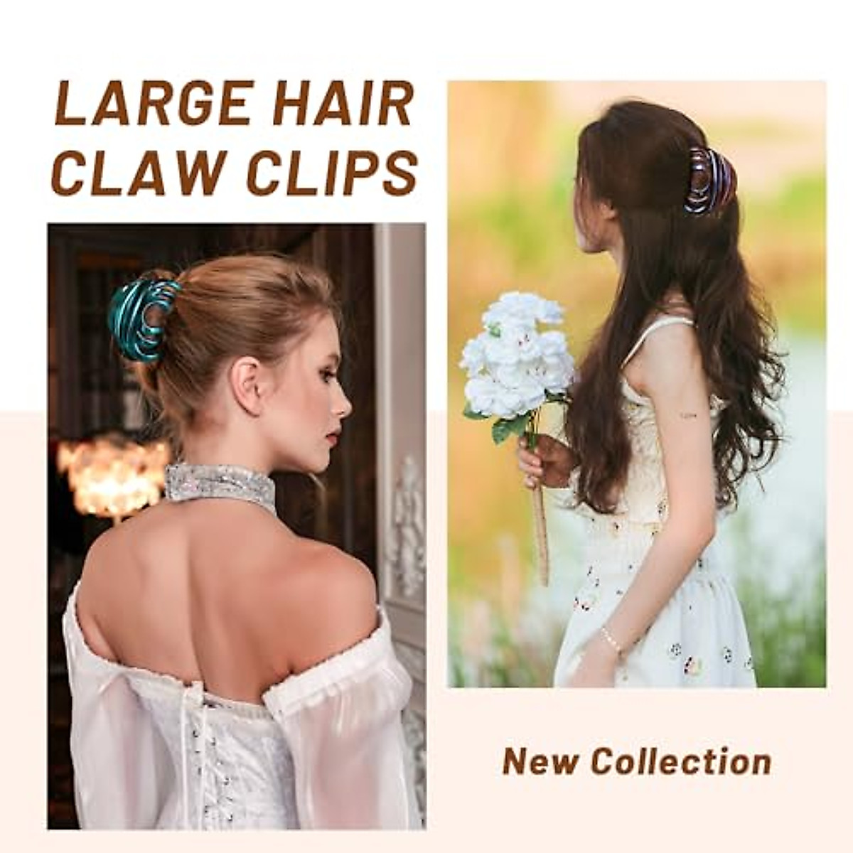 Large Hair Claw Clips With Strong Hold for Women - 4 Inch Non-Slip Octopus Clamps for Long Thick Hair (3 Pack)