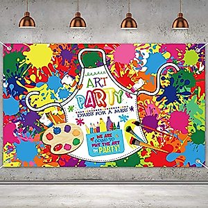 Art Paint Party Backdrop Decorations Artist Theme Birthday Banner Supplies for Art Painting Party Wall Photography Background