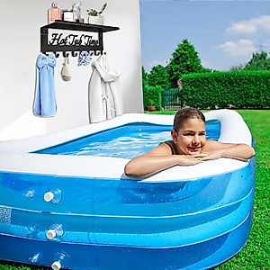 Towel Rack for Hot Tub with Shelf Bathroom Towel Holder 8 Hooks Towel Hanger Wall Mounted for Robes, Clothes, Towels - Hot Tub Accessories Outdoor