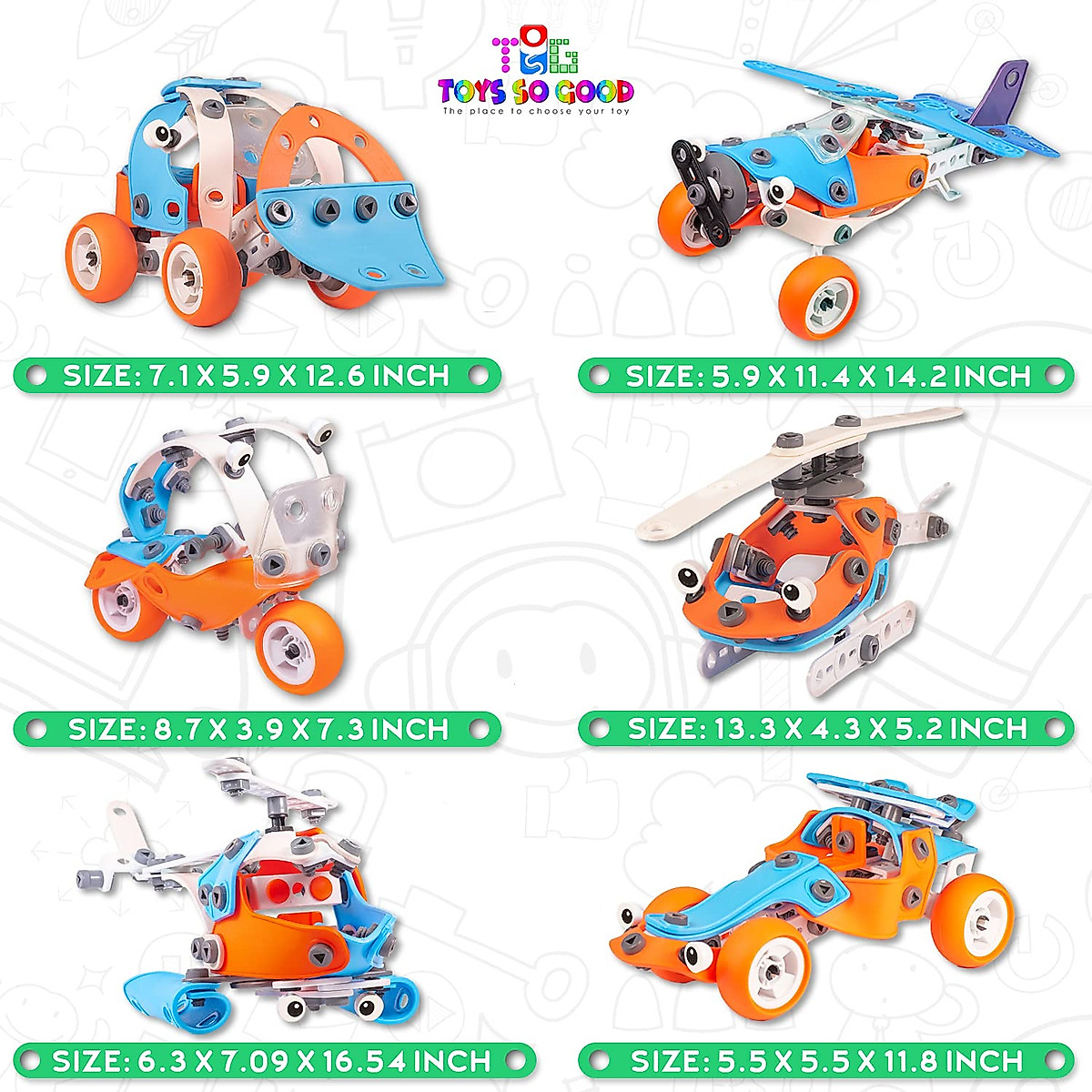 STEM Toys for 6-8 Year Old Boys 6 in 1 Educational Engineering Toy Building Sets, DIY Construction STEM Learning Toy Erector Kit for Kids Birthday Gifts for 8-12 Boys & Girls 150Pcs with Storage Box