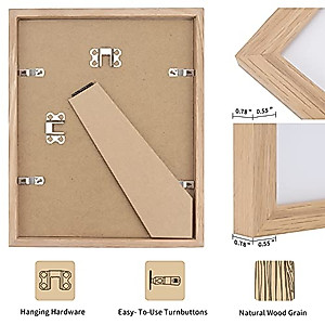 puthiac 8"x10" Oak Wood Picture Frame - 8x10 Photo Frame, 8x10 Picture Frame Wood, Natural Solid Wooden Picture Frames for Wall Art Photo and Prints (Set of 1)