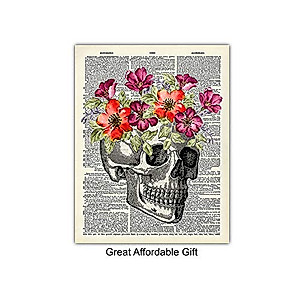 Heart, Skull, Brain, Lungs, Kidney, Liver Wall Art Decor - Human Anatomy Room Decorations - Medical Office Decor - Shabby Chic Gift for for Doctor, Nurse, Women, RN - Poster Picture Prints Set