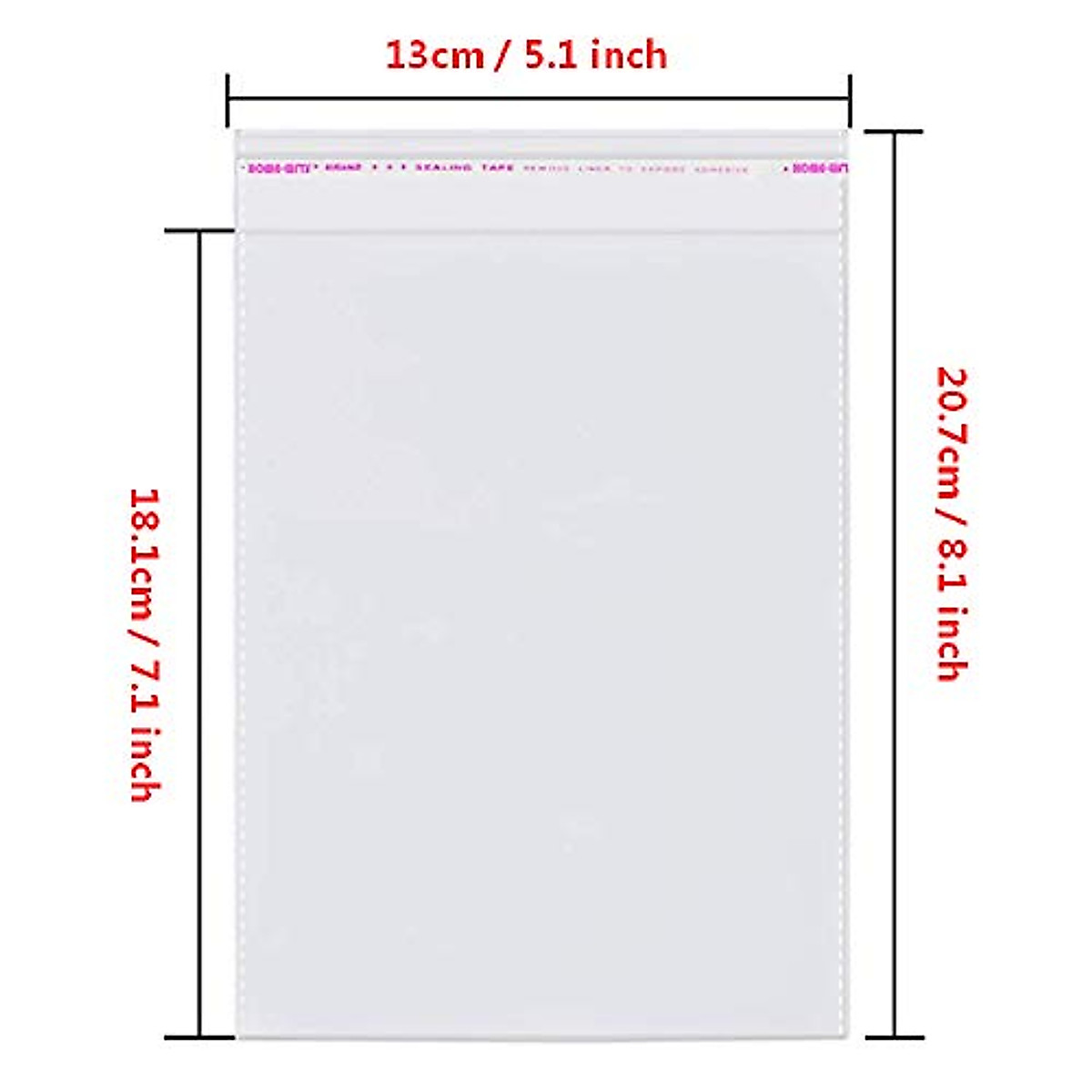 100ct 5x7 Clear Resealable Plastic Bags Self Adhesive Sealing OPP Cello/Cellophane Bags for Bakery Cookies Candy Treats Decorative Wrappers, Fits 5'' x 7'' Prints Photos Cards Envelopes