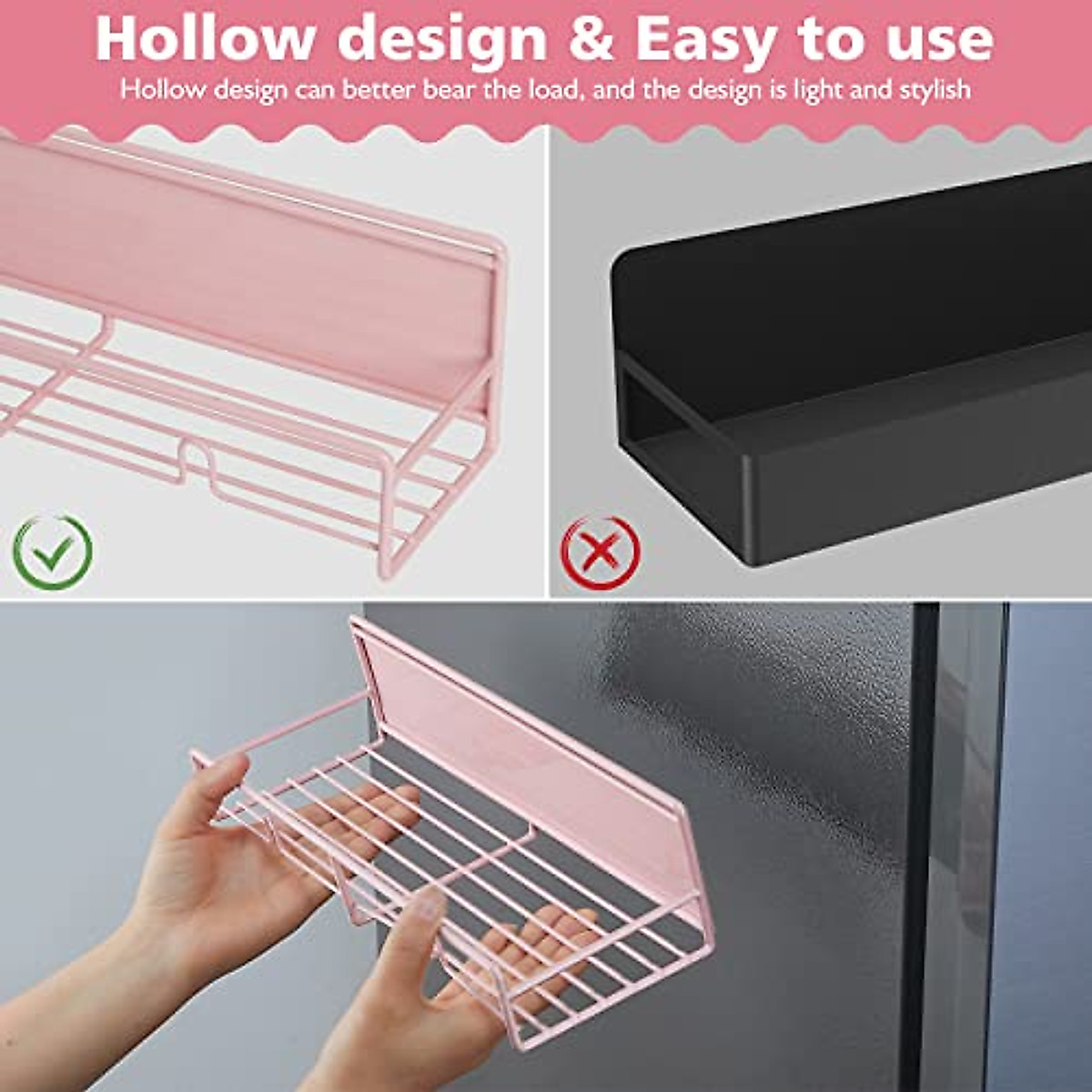 BARIKUEO 3 Pack Magnetic Spice Rack for Refrigerator, Magnetic Fridge Shelf Seasoning Organizer, Kitchen Refrigerator Organization and Storage for Microwave Oven Cabinet