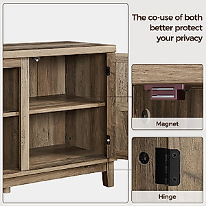 Yaheetech TV Stand Entertainment Center for 55 65 Inch TV, Farmhouse Storage TV Console Cabinet with Barn Doors for Living Room, Rustic Oak