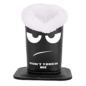 MoKo Eyeglasses Holder, Modern Velvet Plush Lined PU Leather Household Magnetic Holder Protective [Anti-scratch] [Dustproof] Stand Case for Eyeglass and Sunglasses, Don''t Touch Me Black