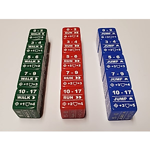 15x Battletech Movement Dice/Color Coded Walk Run Jump Movement Modifier Dice