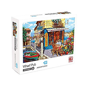 Puzzles for Adults 1000 Pieces, Jigsaw Puzzles Pier Tavern Pub Pattern Large Puzzle Family Game for Kids Adults DIY Intellective Educational Toy Home Decor, Every Piece is Unique