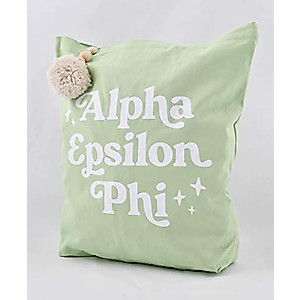 Alpha Epsilon Phi Retro Pom Pom Tote Bag