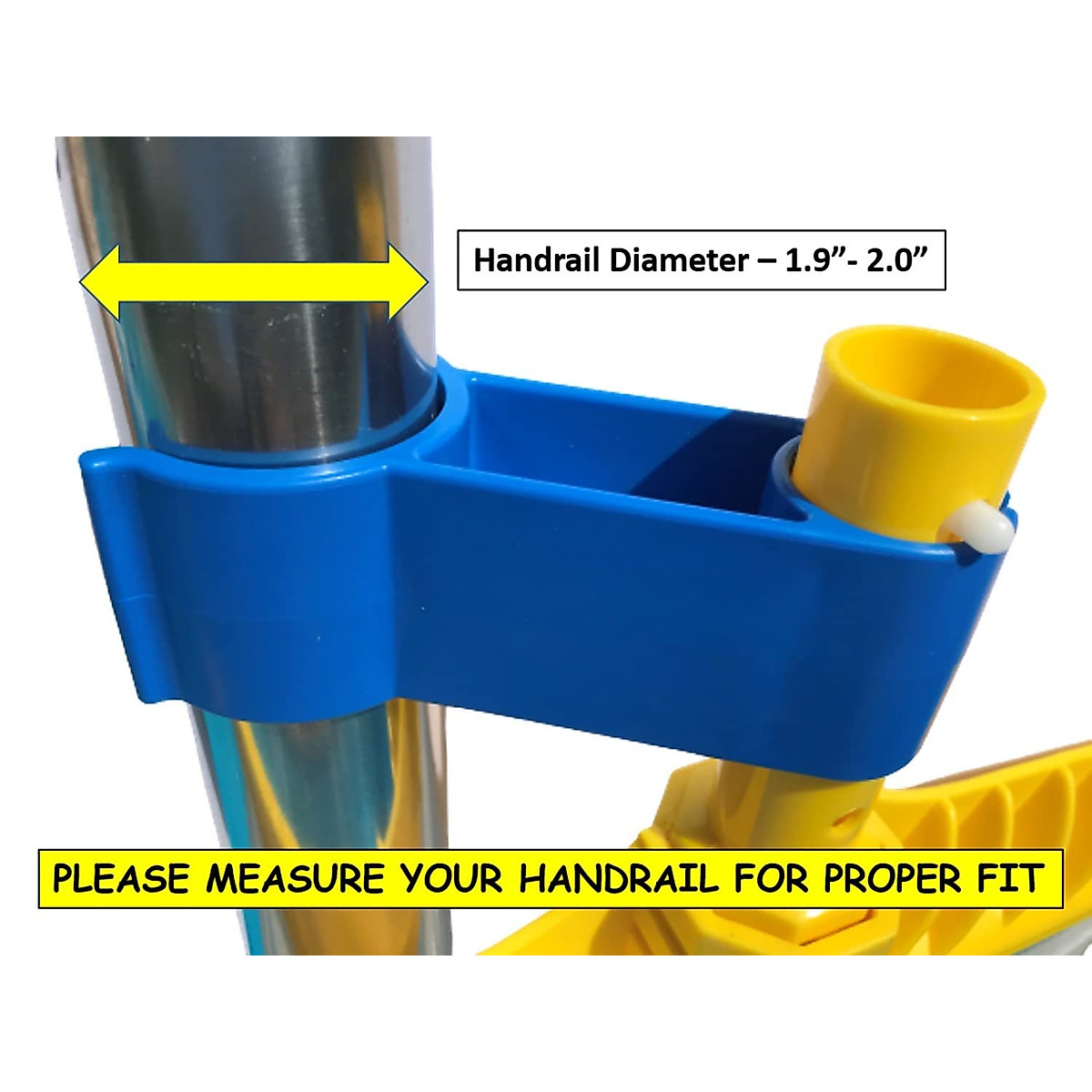 Leaf Bone - Leaf Net Skimmer Clip, In-Ground Swimming Pools and ONLY 1.9" Steel Ladder Handrails (Net Not Included), Leaf Rake Ladder Attachment