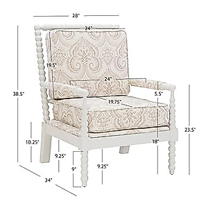 Linon Linda Beige Spindal Wood Frame Chair, Cream