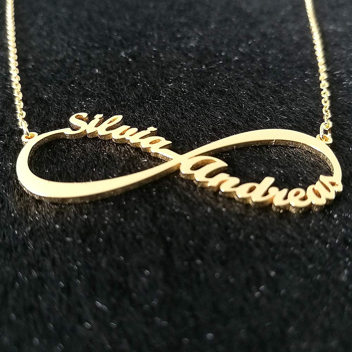 UMAGICBOX Personalized Sterling Silver Infinity Name Necklace with Date Custom Name Infinity Jewelry Anniversary Date Necklace Mother Gift