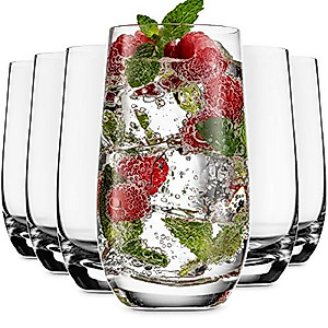 MITBAK 16 - OZ Drinking Glasses (Set of 6) | Glass Cups for, Water, Juice, cocktail,Mixed Drinks | Kitchen Glassware Set, Excellent Gift | Highball Glasses Made In Slovakia