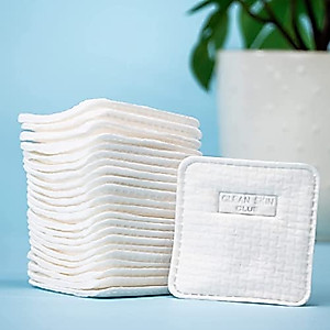 Clean Skin Club Clean² Extra Large Face Pads, Guaranteed Not to Shed & Tear, Unique Triple Layers, Textured Side & Ultra Soft Side, Vegan Organic Disposable Cotton, Used with Makeup Remover (1 Pack)