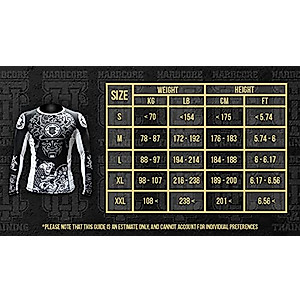 Hardcore Training Ta Moko Men's Rash Guard Compression Long Sleeve MMA No-Gi Tight BJJ Grappling Base Layer Fitness Blue White