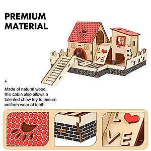 STOBOK 1Pc Wooden Hamster House with Ladders, Hamster Toys Hamster Hideout Hamster Maze Hamster Platform Gerbil Toys Hamster Cage Accessories for Small Animals