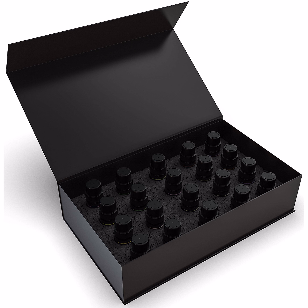 MABUA 18 Essential Oil Set with 20 Holes Case Natural Therapeutic 100% Diffuser Aromatherapy Grade Lavender Lemon Peppermint TeaTree Argan Frankincense Bergamot Lemon