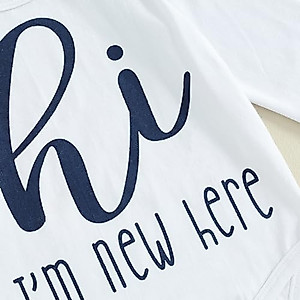 Newborn Baby Girl Boy Clothes Im New Here Infant Romper Top Pants Beanie Hat Set Baby Coming Home Outfit (Pink, 6-9 Months)