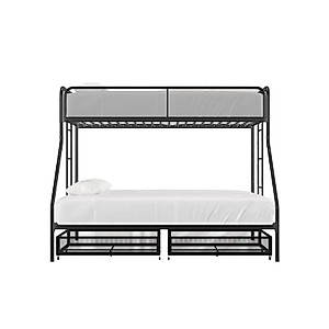 DHP Joslin Twin/Full Bed with Storage, Black Metal Bunk