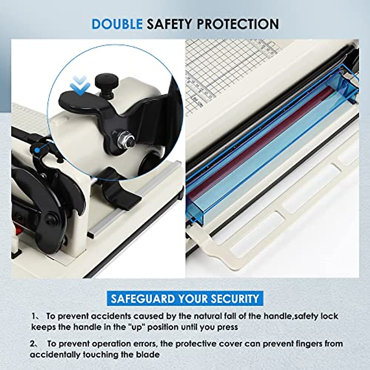 Heavy Duty Paper Cutter, 12" Guillotine Paper Cutter, Cortadora de Papel 500 Sheets Paper Trimmer with Double Safety Protection&Durable HSS Blade for Cutting Paper, Leather, PVC,Non-Woven Fabrics