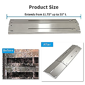 Plowo Universal Adjustable Tent Shield, Stainless Steel Heat Plate, Grill Burner Cover, Heat Tent, Grill Repair Kits for Charbroil and Other Gas Grill Models, BBQ Replacement Parts, Pack of 4