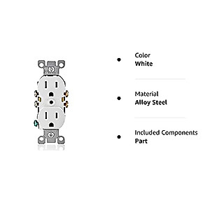 Leviton T5320-WMP M22-Straight Blade Tamper Resistant Duplex Receptacle, 125 V, 15 A, 2 Pole, 3 Wire, White, 2 Pack of 10