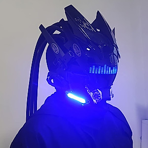 KYEDAY Punk Mask Cosplay for Men,Bluetooth APP Techwear mask, Halloween Cosplay Costume Accessory with LED Lamp, Futuristic Mask