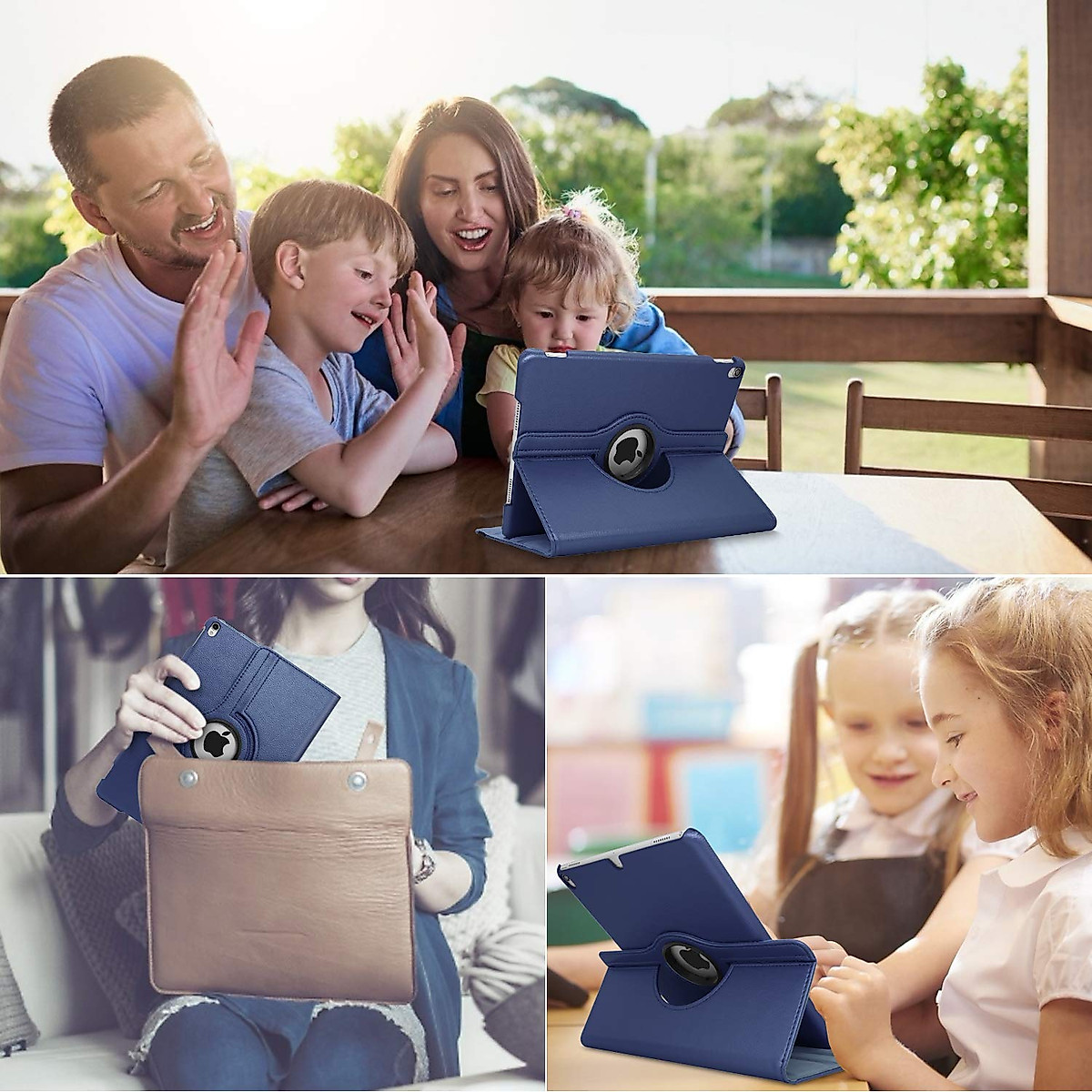 for iPad Air 2 Case Cover - Multi-Angle Viewing 360 Degree Rotating Smart Case Cover, Auto Sleep/Wake, Leather Full Body Protective Cover for iPad Air 2 (Blue)