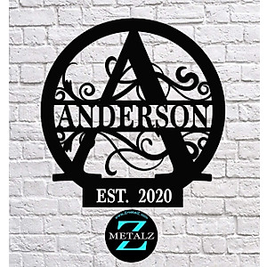 Personalized Metal Monogram Sign EST. Wedding Gift. Family Name Sign. Outdoor Name Sign. Anniversary. Last Name Sign. Metal Sign. Front Door.