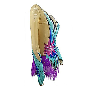 LIUHUO Rhythmic Leotards Dress Purple Girls Children Gymnastic Wear Belly Competition Performance Ballet Leotards